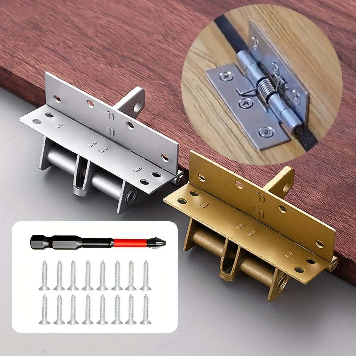 New-Automatic-Door-Hinges-with-Screws-Multifunctional-Adjustable-Spring ...