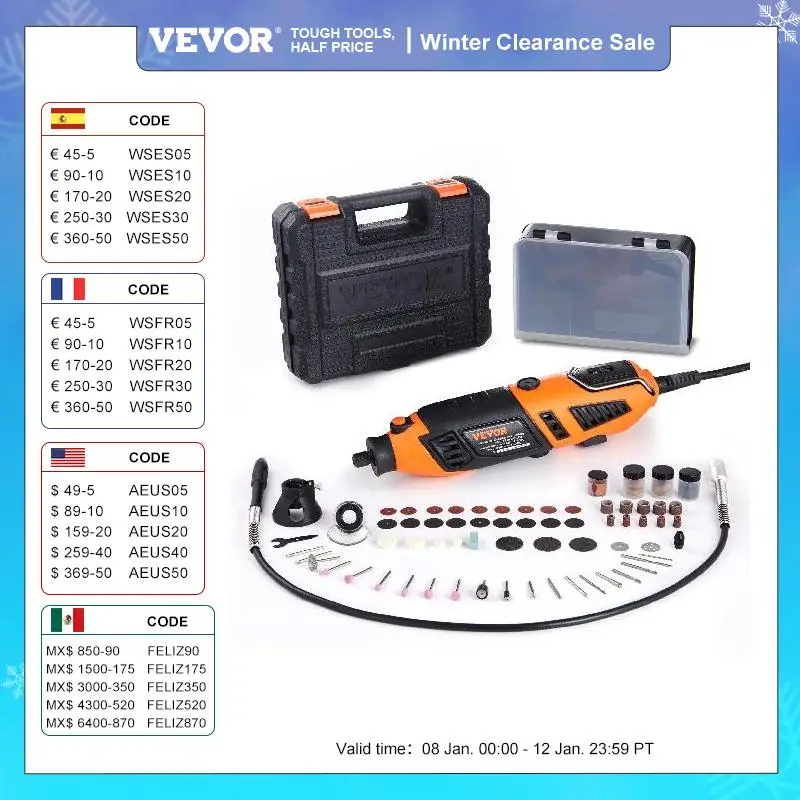 VEVOR-Electric-Rotary-Tool-Kit-Mini-Drill-Grinder-Engraving-Pen-with ...