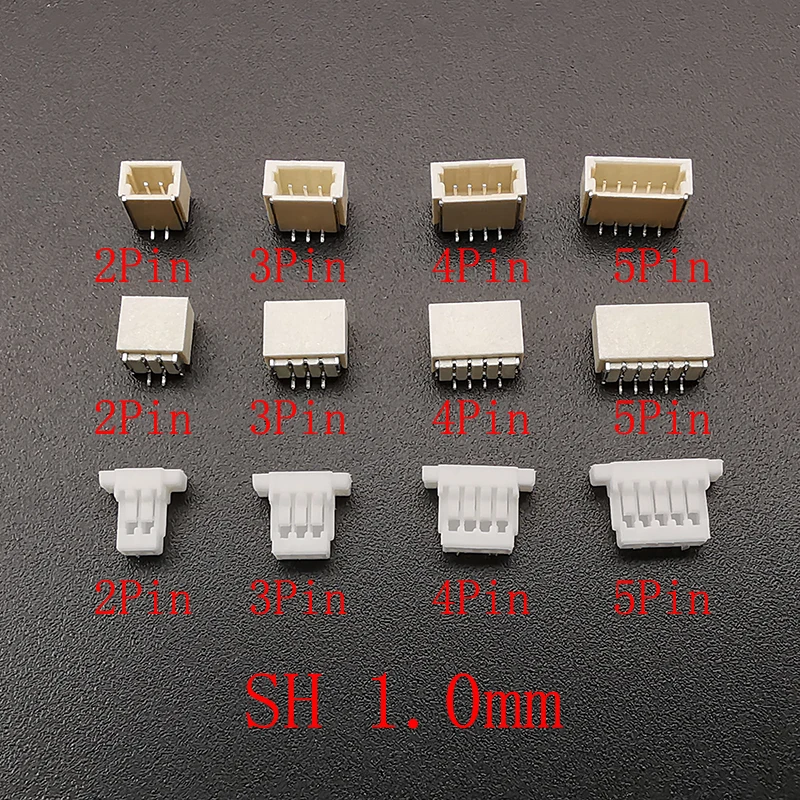 50Pcs JST SH 1.0mm Pitch Male / Female Housing Connector SMD Vertical ...