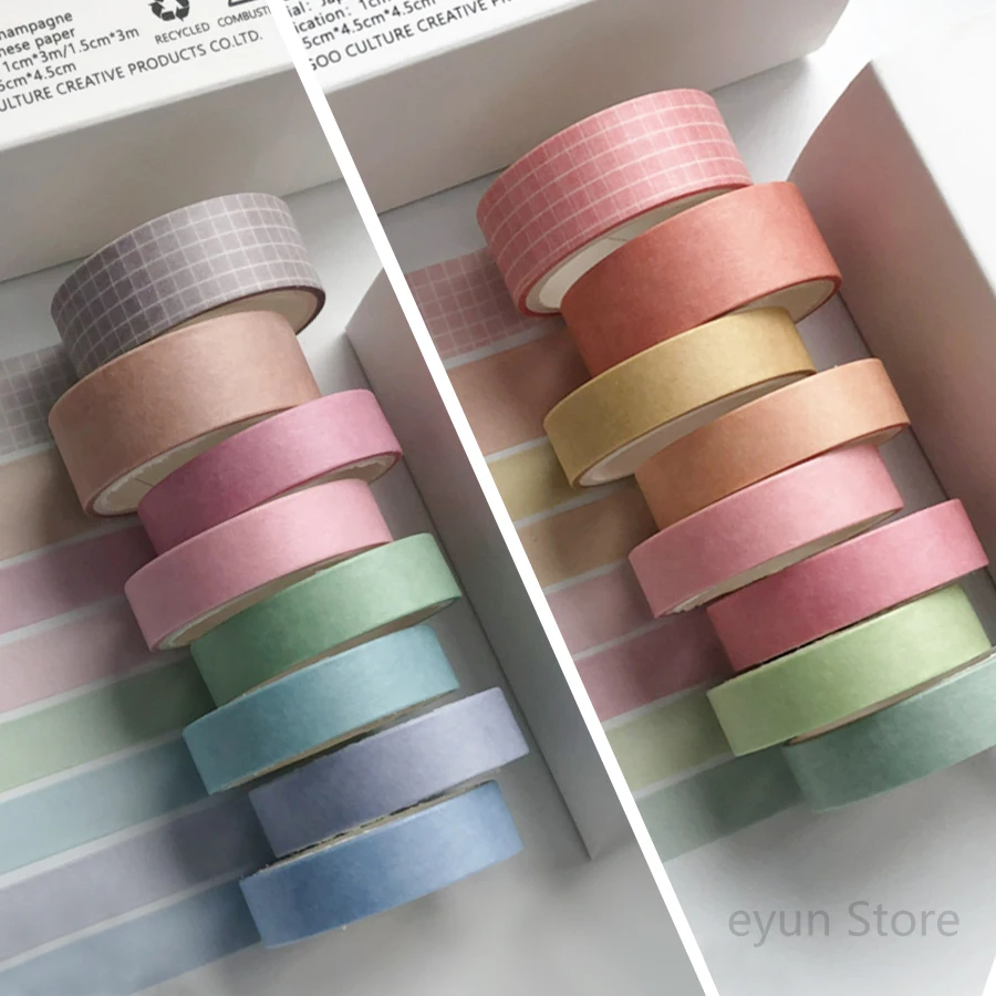 8pcs/set washi tapes Solid Color Basic Decoration black white Washi ...