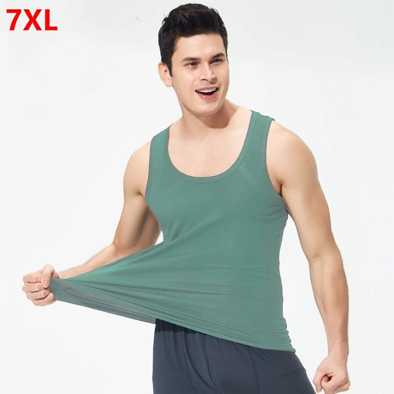 7XL 6XL mens tank top Loose oversized men's cotton plus size hurdle ...