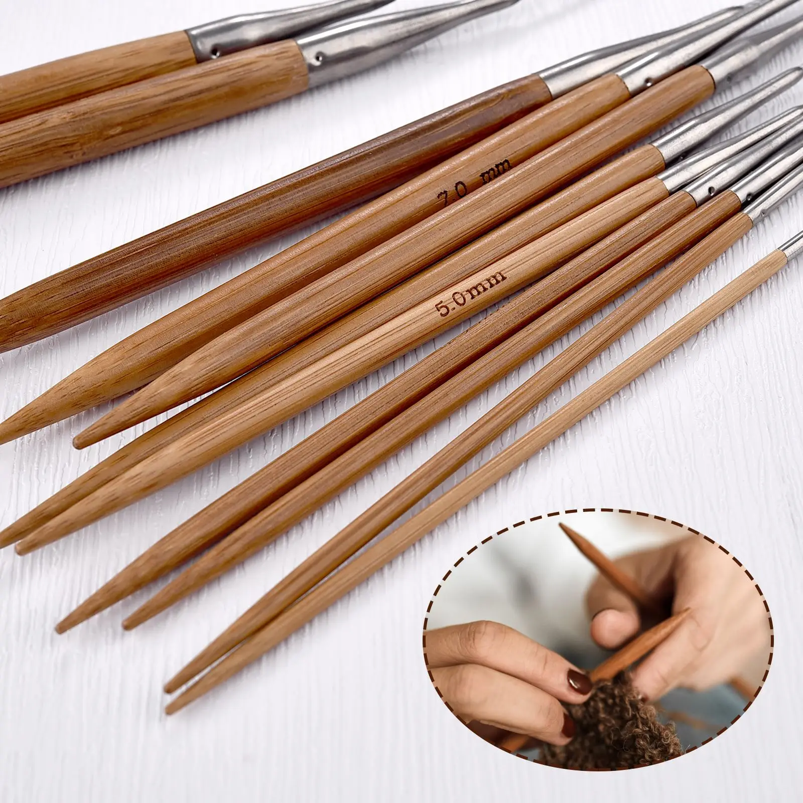 3-10mm-Bamboo-Knitting-Needles-Circular-Stainless-Steel-Tube-Hoop-Knit ...