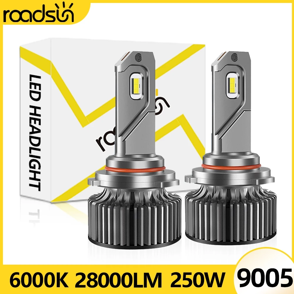 2pcs LED Headlight Bulbs 9005 HB3 H10 28000LM 250W Car Driving Light ...