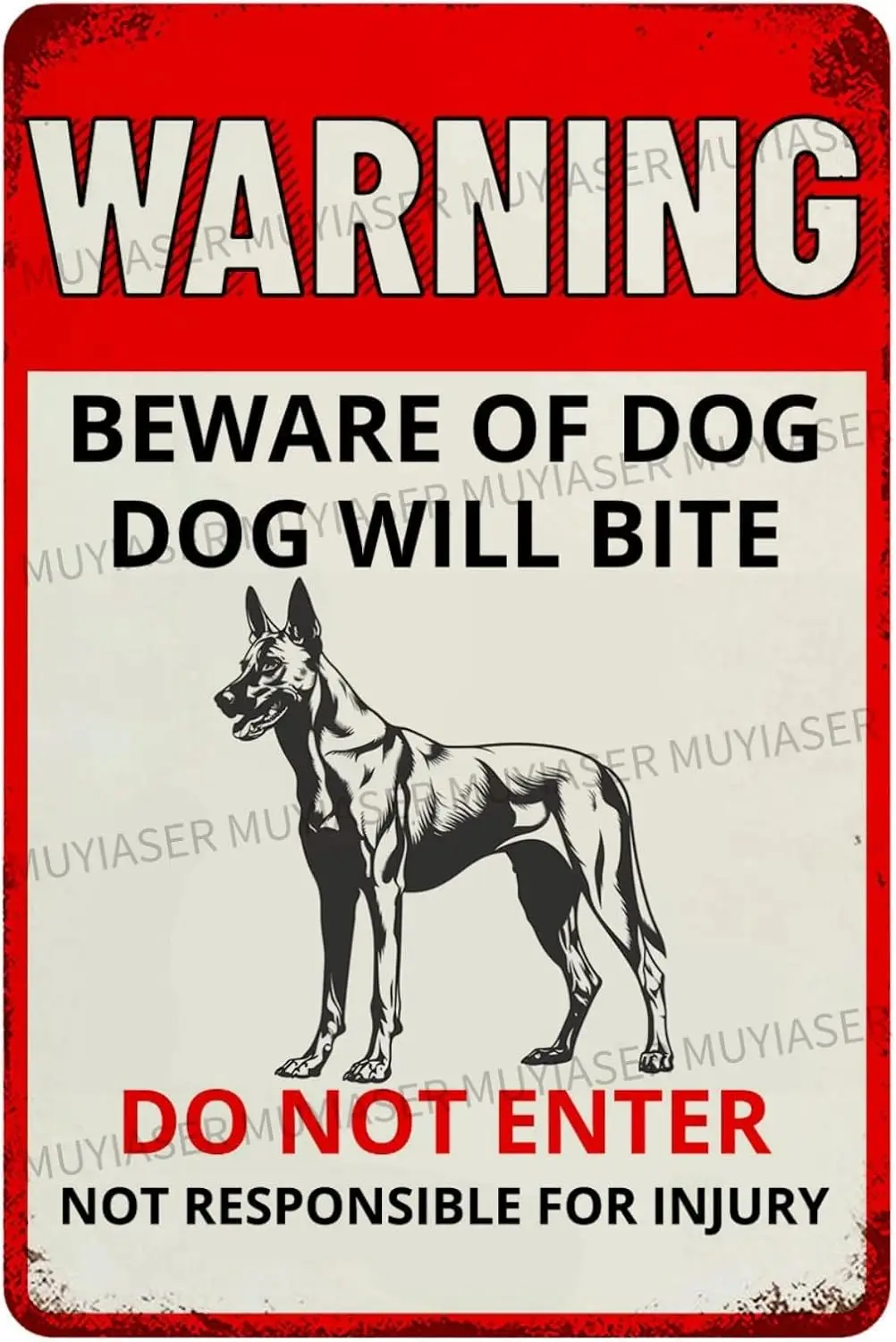 Warning Beware Of Dog Sign Dog Will Bite Belgian Malinois Aluminum ...