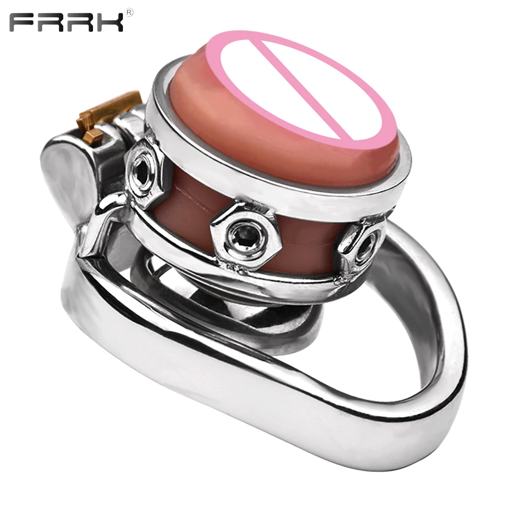 FRRK-Inverted-Chastity-Cage-with-Urethral-Pussy-Shape-Dildo-for-Male-Stainless-Steel-Penis-Lock ...