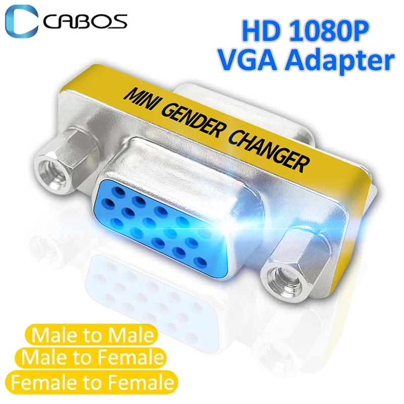 PC TV 프로젝터용 VGA 커넥터, 1080P VGA VGA 변환기, 수 암 플러그 커플러, 미니 젠더 체인저 어댑터, 15 ...