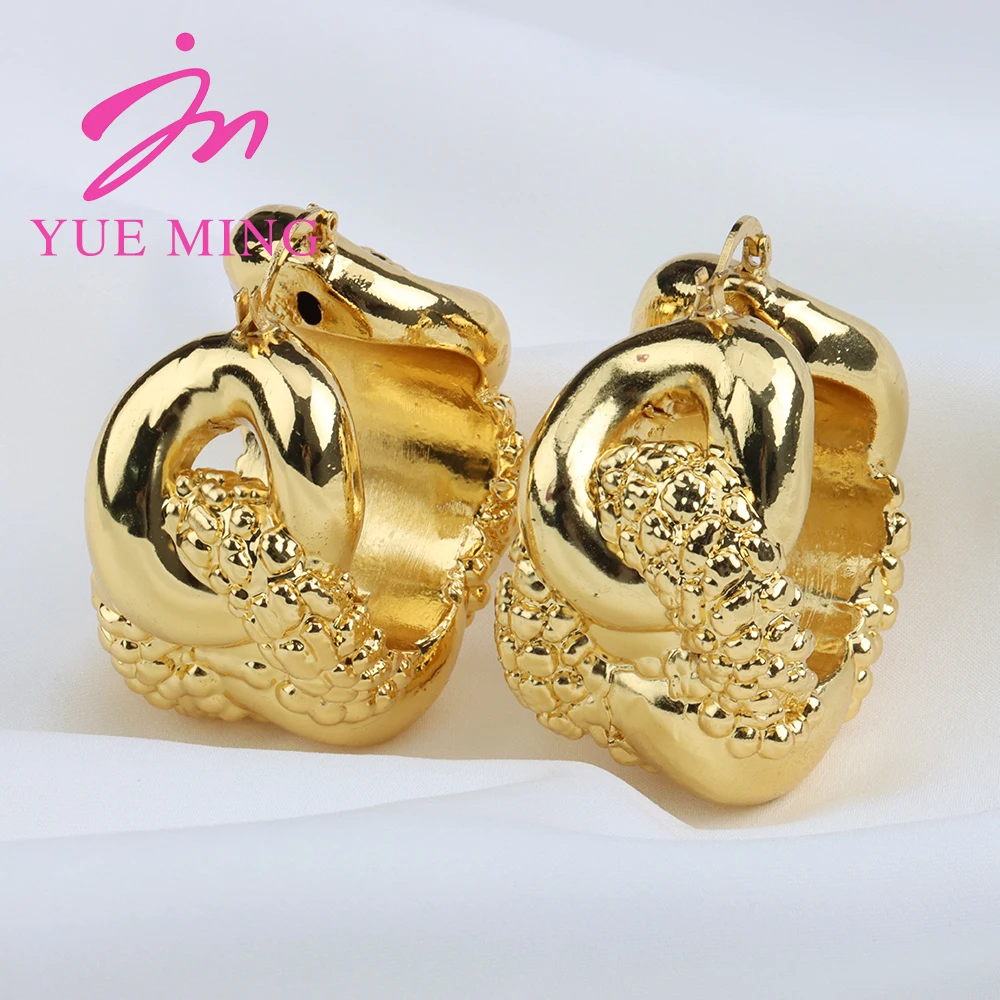 Dubai Gold Color Earrings For Women Gold Plated Hoop Earrings For Bride ...