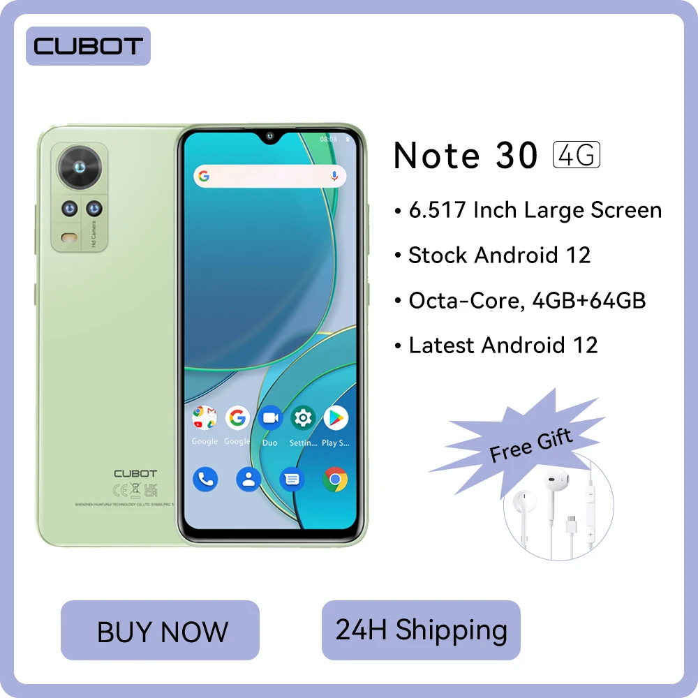 Cubot Note 30, Smartphone Android, Octa-core telefones celulares, 4 GB + 64 GB(256 GB estendido ...