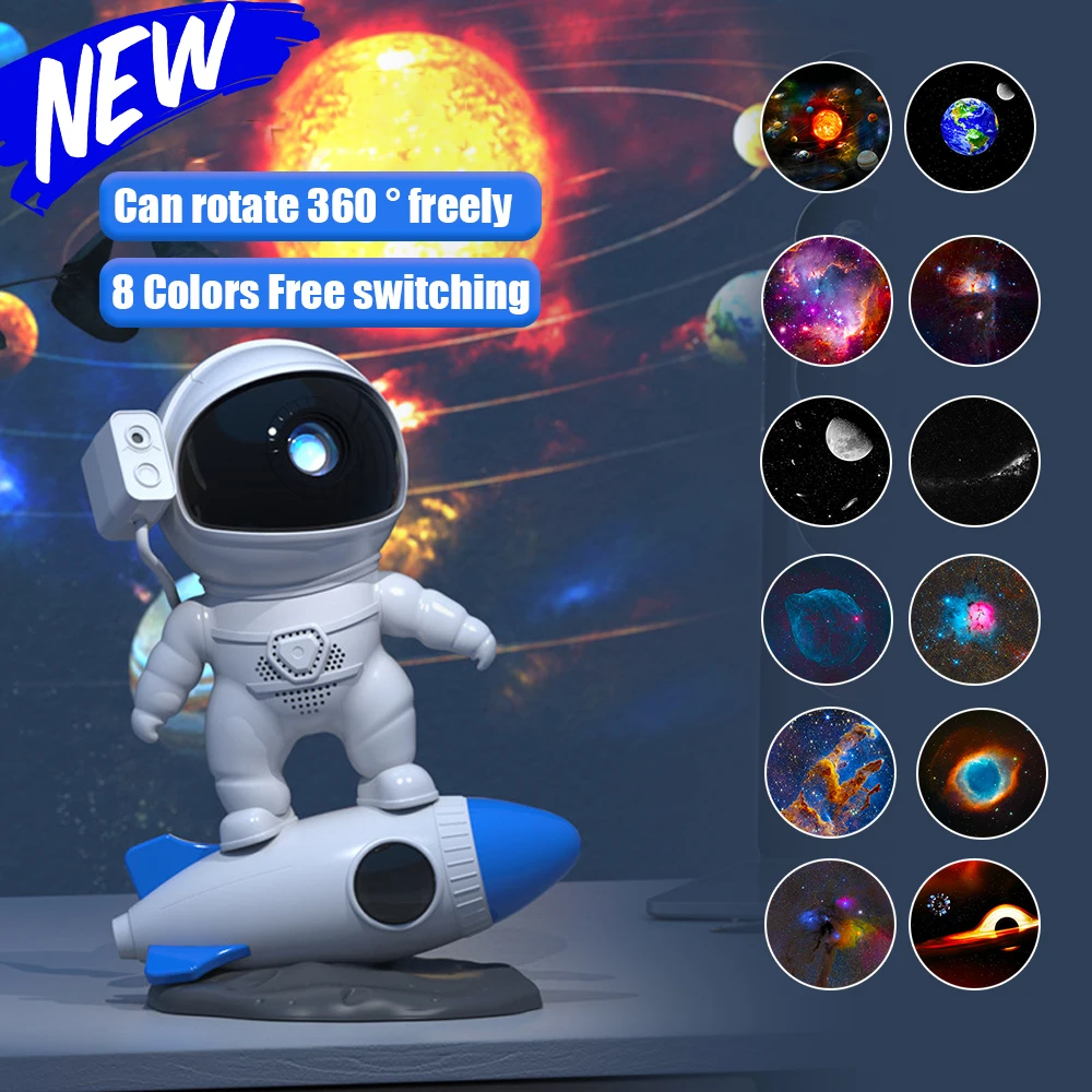 12-in-1-Rocket-Astronaut-Star-Galaxy-Projector-LED-Night-Light-Starry ...