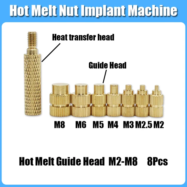 Brass Insert Nut Iron Tip M2-M8 Thread Knurled Heat Metal Female ...