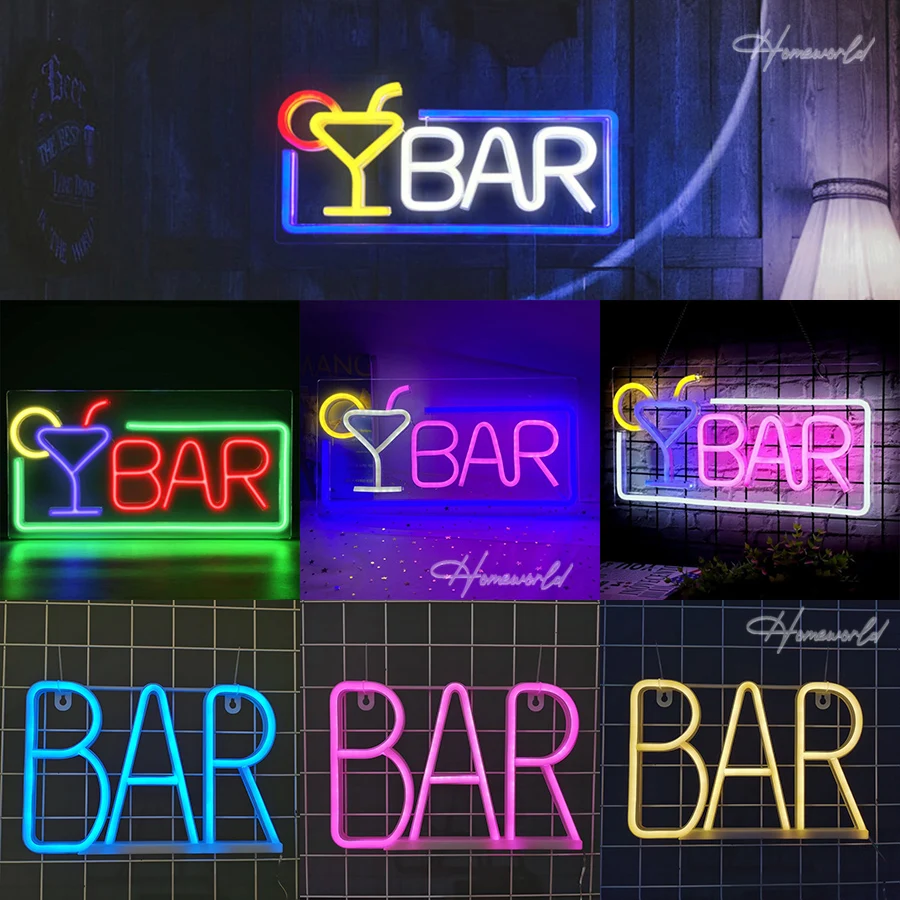 Bar Neon Light Sign Figure BAR Modeling Lamp LED Nightlight Wall ...