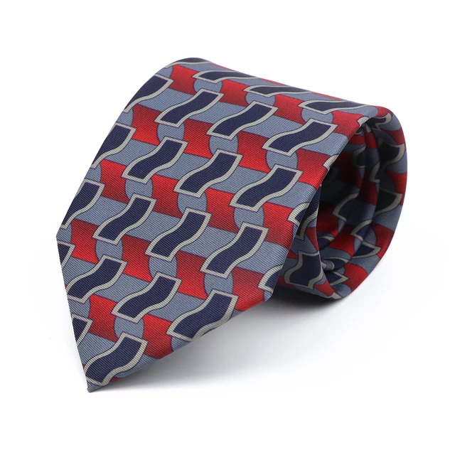 9cm Brown Blue Men Tie Vintage Floral Geometry Print Necktie Mens ...