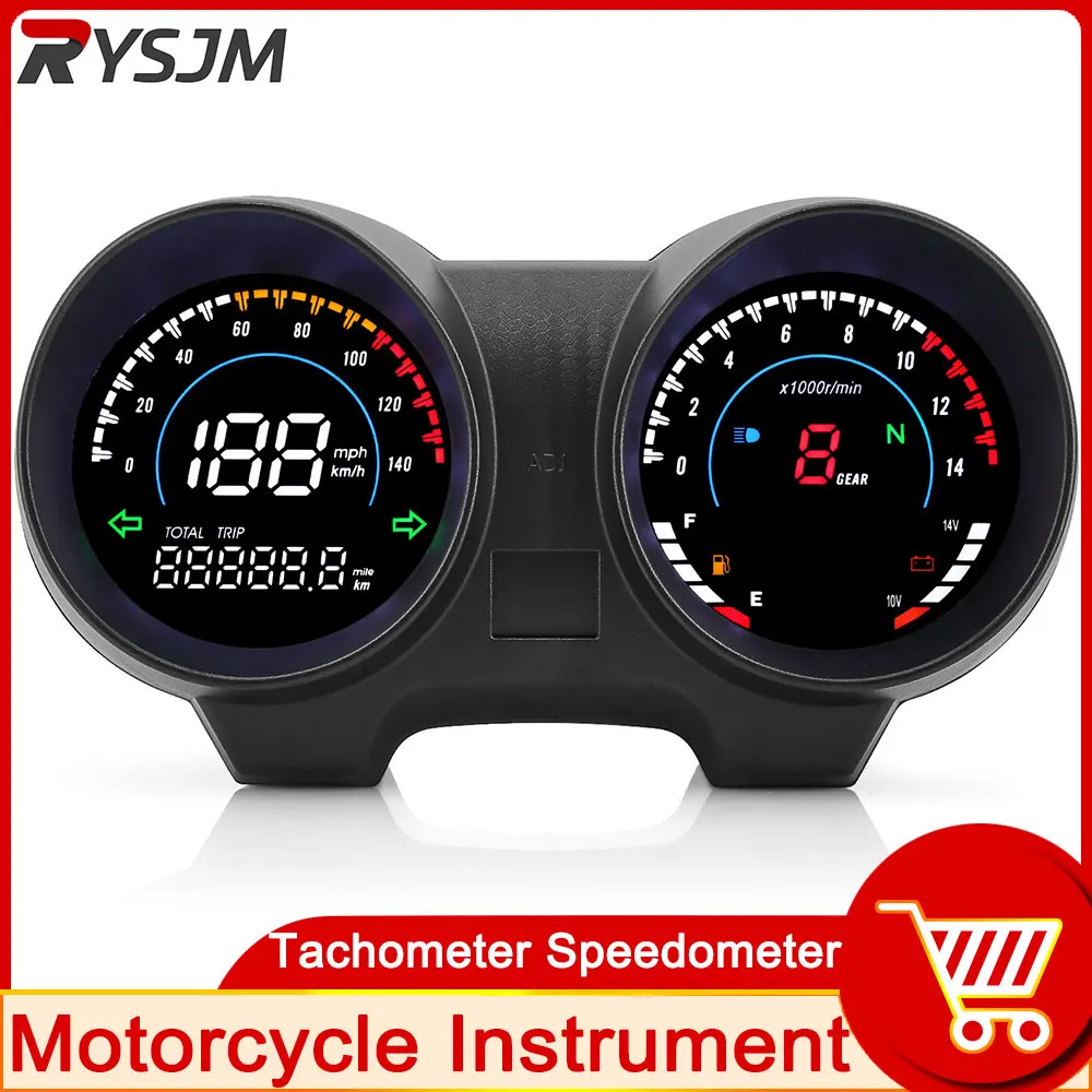 Motorcycle Speedometer ODO TRIP Digital Dashboard RPM Meter 8 GEAR ...