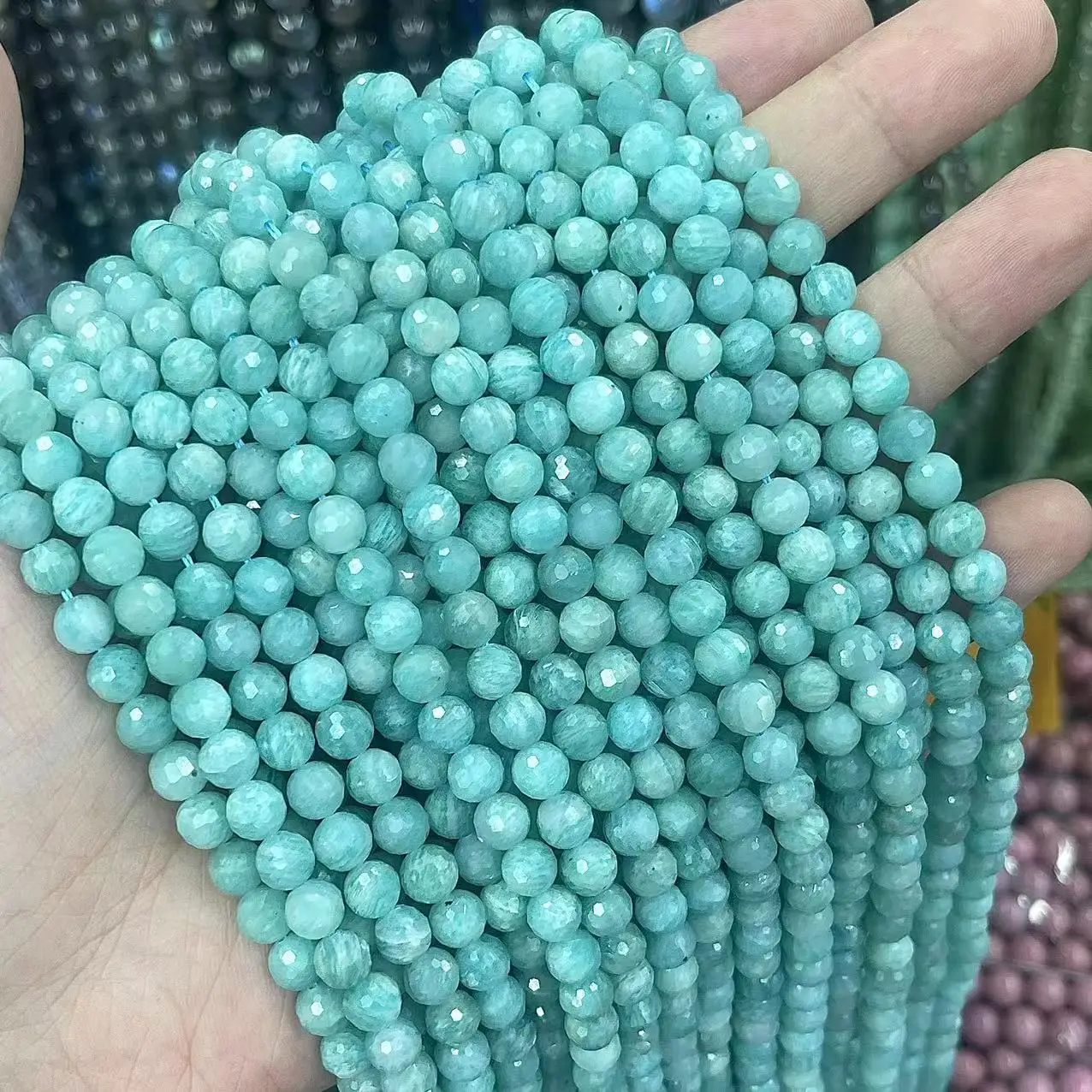 100-Natural-Amazonite-Stone-4-6-8-10MM-Round-Section-Blue-Amazonium ...