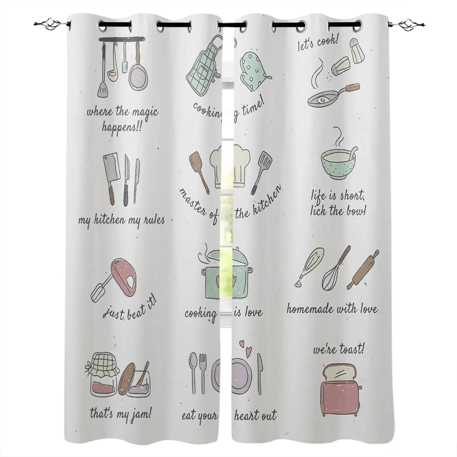 Kitchen-Spatula-Knife-And-Fork-Curtains-for-Living-Room-Window-Panels ...