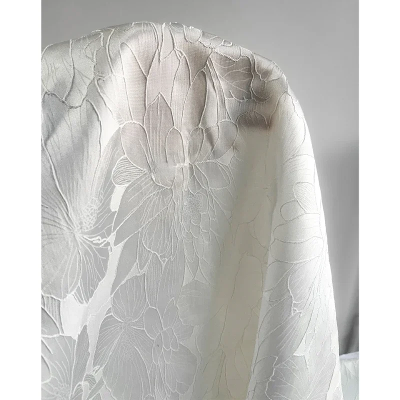 White-Lotus-Leaf-Three-dimensional-Jacquard-Texture-Fabric-Relief-Dress ...