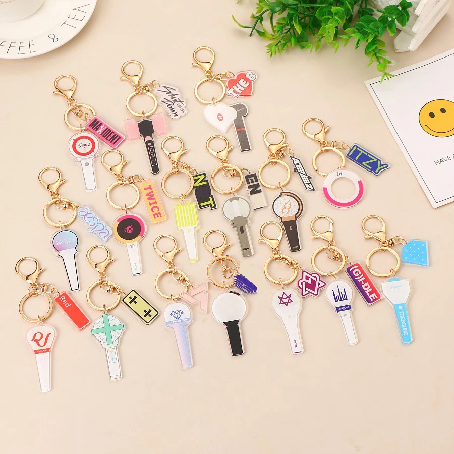 HOT Kpop Stray Kids Black Pink TWICE ATEEZ AESPA Light Stick Keychains ...