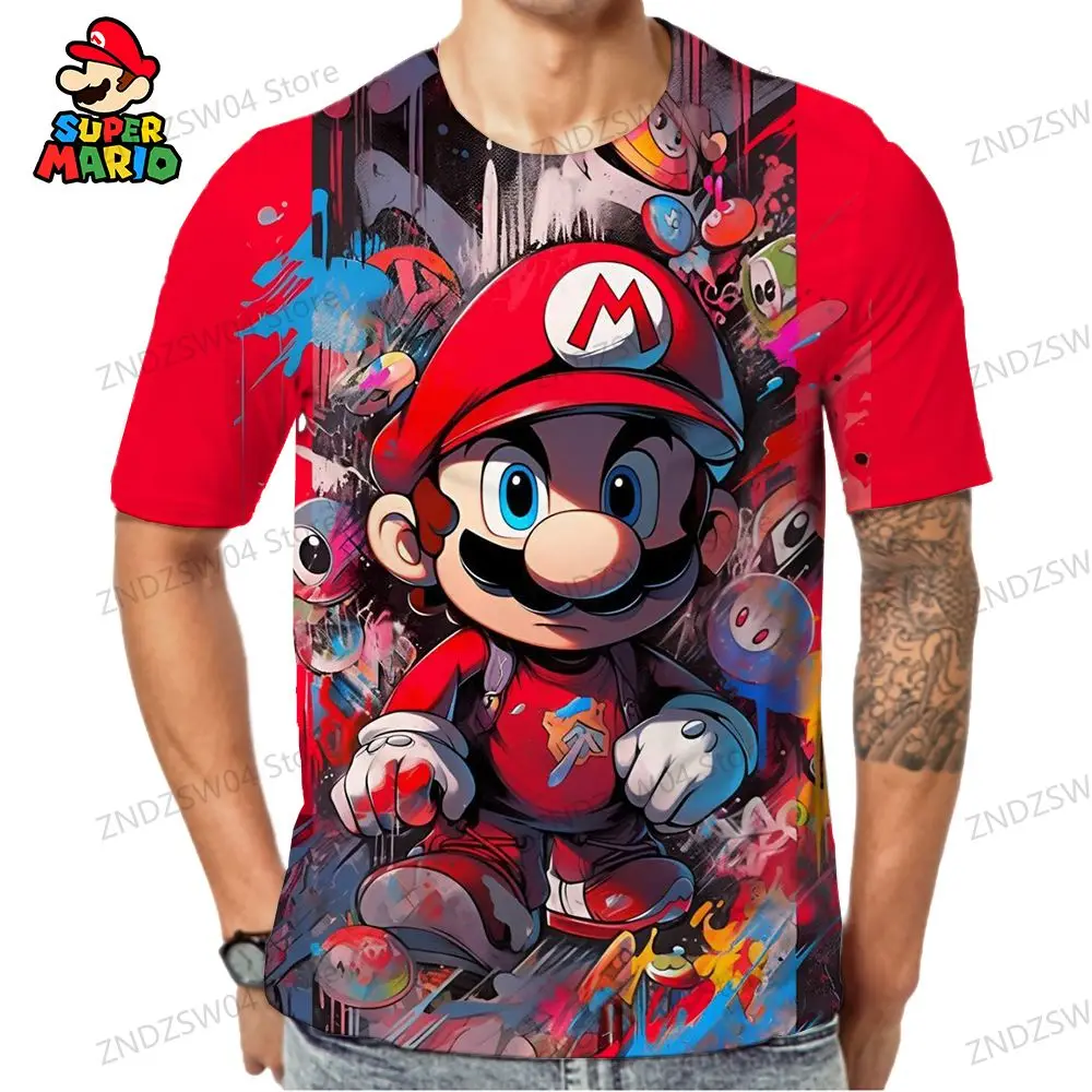Mario 2024 Y2k estilo Harajuku camiseta para hombres y niños ropa de ...