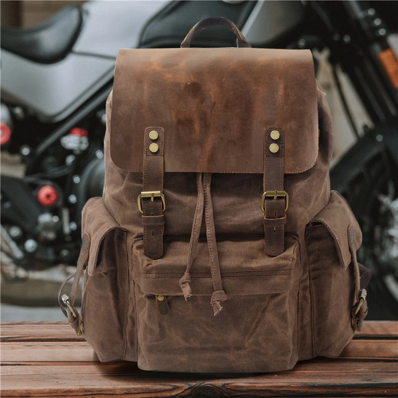 Multifunctional-Leather-Canvas-Backpack-Men-Military-Backpack-Boy-Girl ...