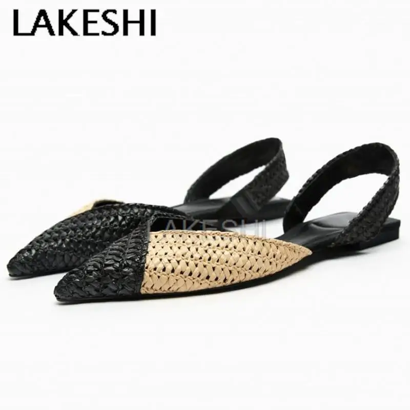 LAKESHI-Sapatos-de-grife-para-mulheres-sand-lias-planas-dedo-apontado ...