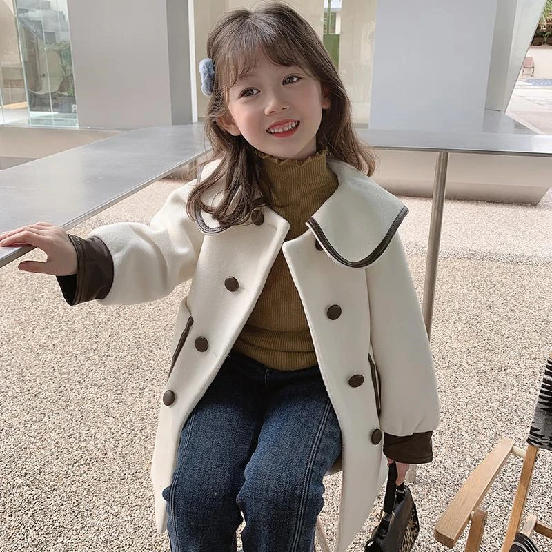Girls Kids Coat Jacket Cotton Woolen 2022 Cute Warm Plus Thicken Velvet ...