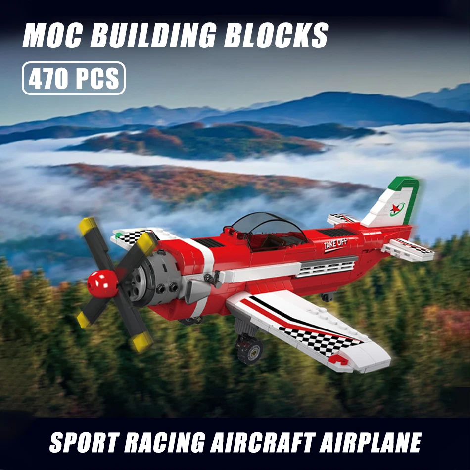 470-PCS-City-Technical-Air-Race-Plane-Building-Blocks-MOC-Sport-Racing ...