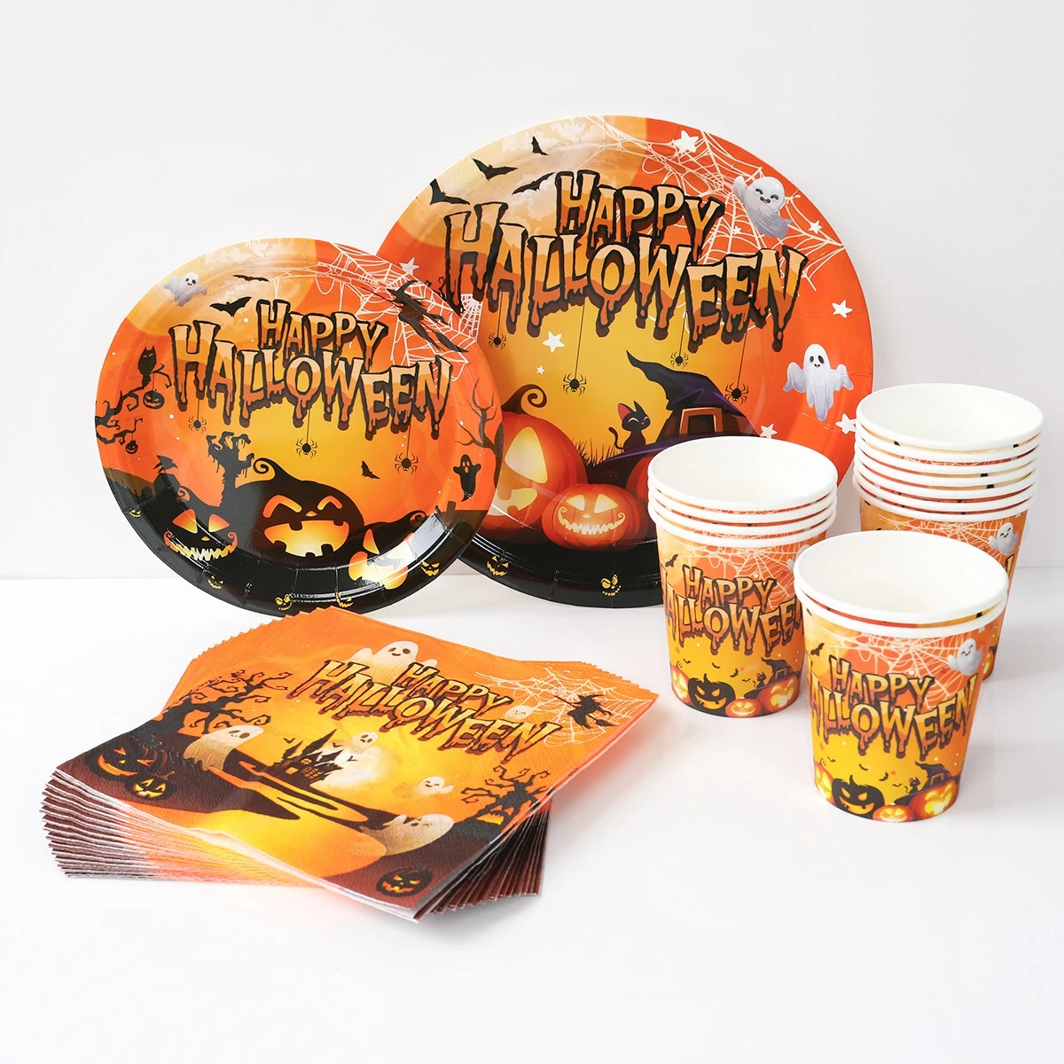 Halloween-Party-Disposable-Tableware-Paper-Plates-Cups-Napkins ...