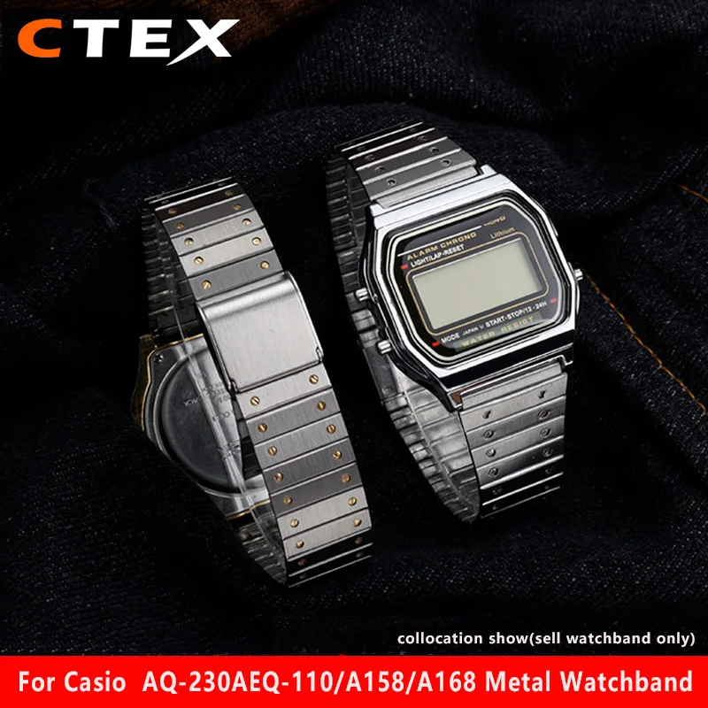 Steelness-Watch-Chain-For-Casio-A158W-168-159-169-AQ-230-AEQ-110-Metal ...
