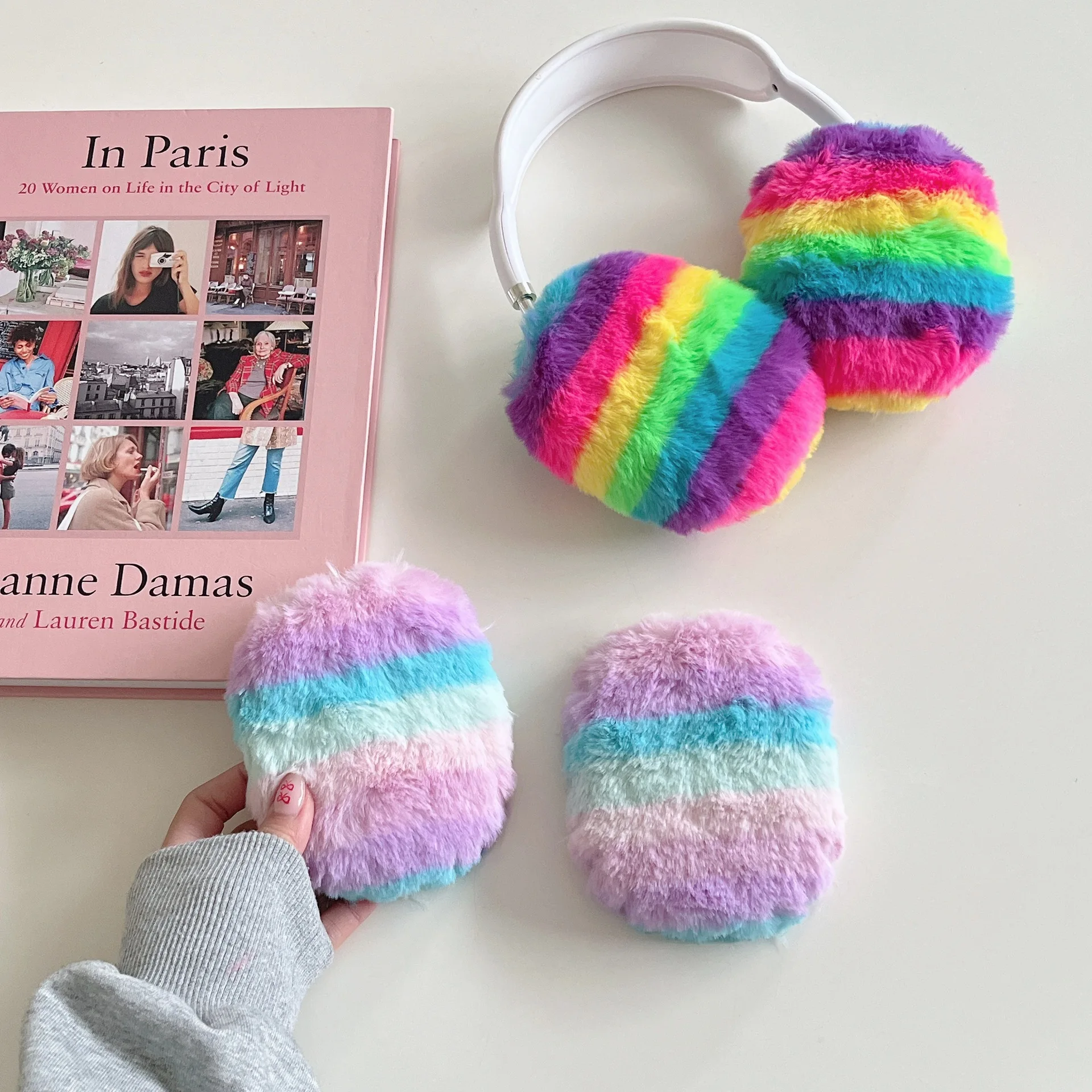 Rainbow-coloured-plush-headset-cover-For-Apple-Airpods-Max-earphone ...