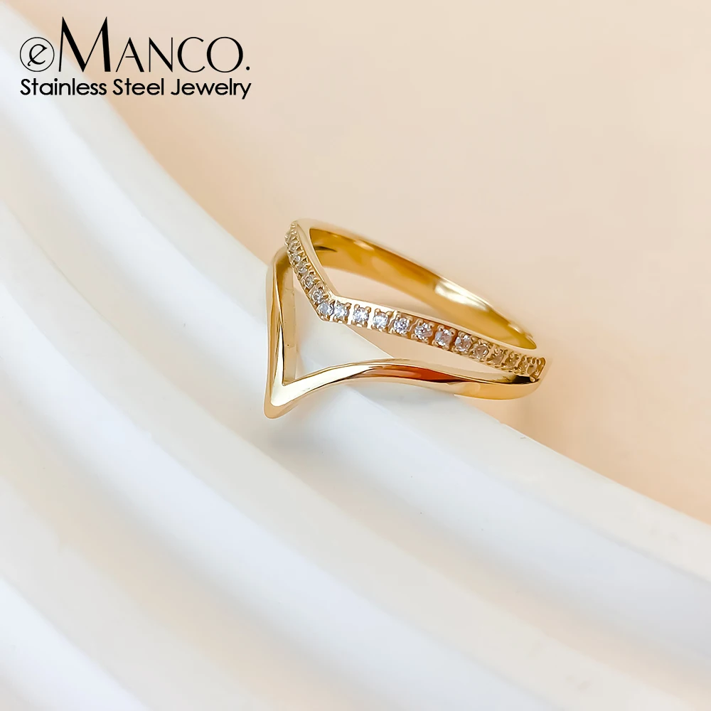 eManco New High-end V Shape Double Layer Ring, Vintage Temperament and ...