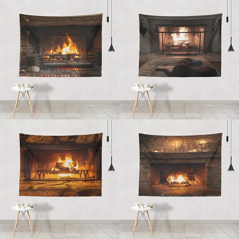Christmas-fireplace-tapestry-wall-art-decoration-background-cloth ...