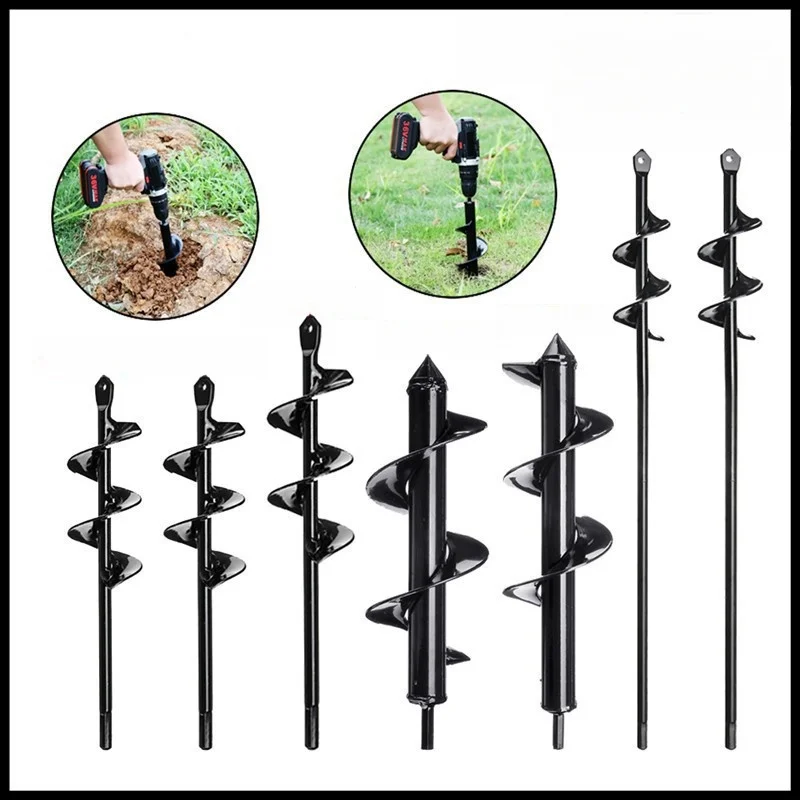 Metal-Drill-Bit-Set-Steel-Gardening-Tools-Yard-Spiral-Rod-Loose-Soil ...