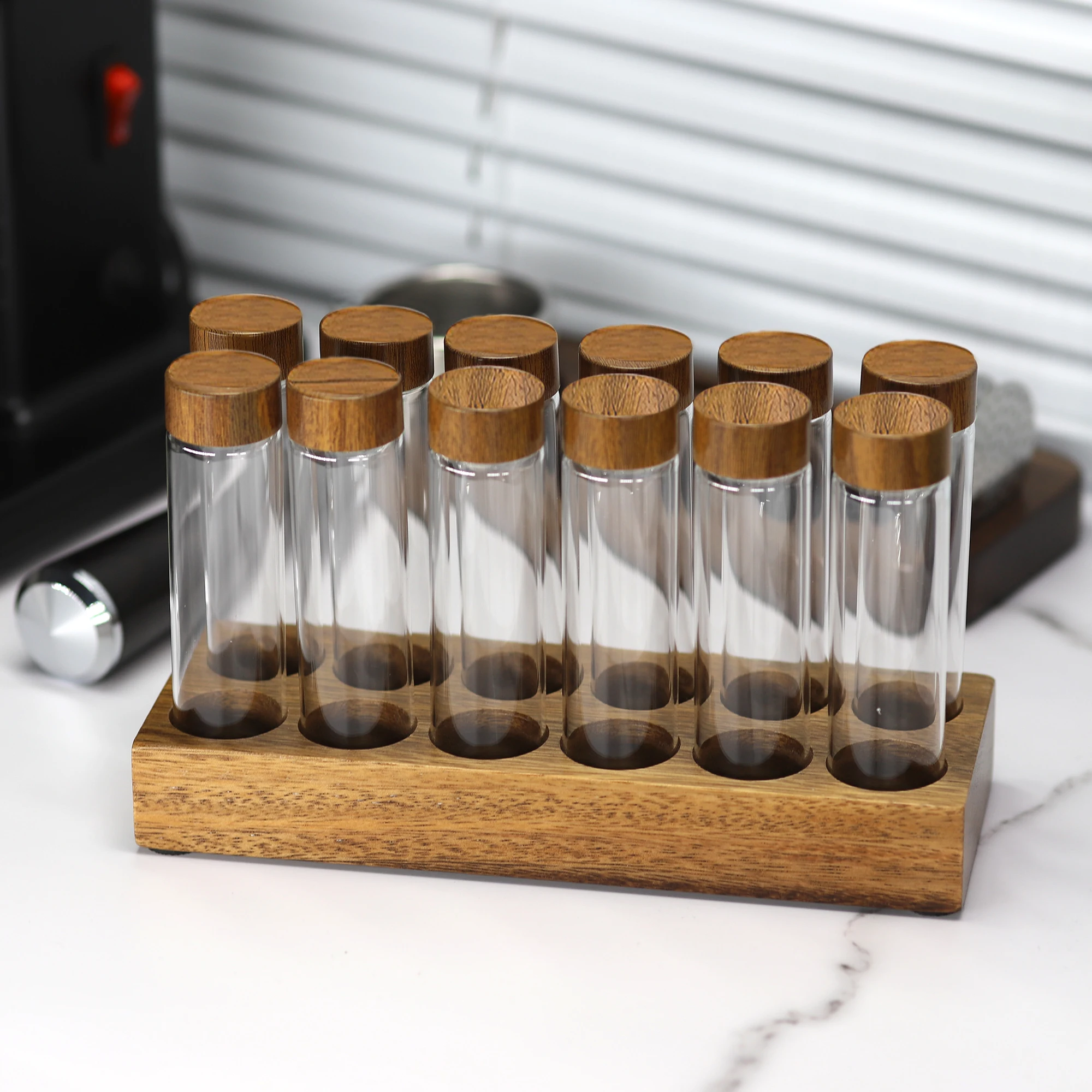 Coffee-Beans-Storage-Container-Display-Rack-Walnut-Tea-Tube-Bottle ...