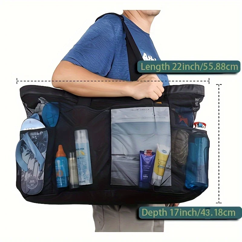 Extra-Large-Beach-Bag-Lightweight-waterproof-foldable-with-mesh-straps ...