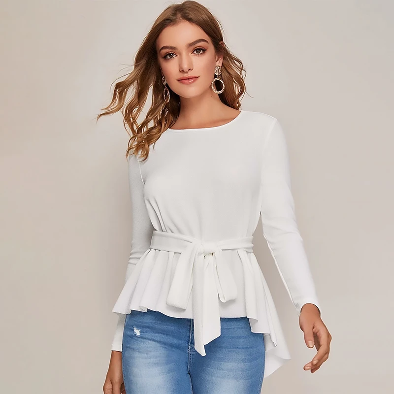 Temperament commutes round neck long sleeve unlined upper garment pure ...