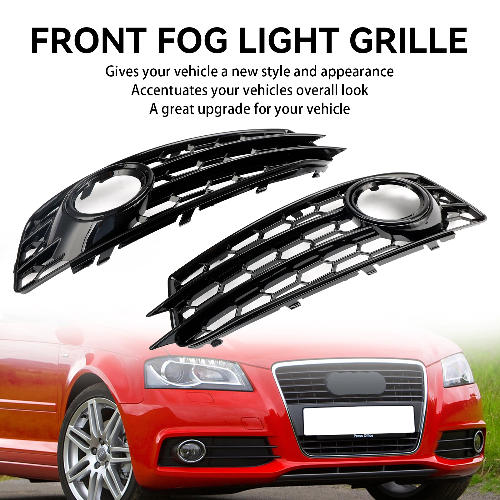 Artudatech-Honeycomb-Front-Bumper-Fog-Light-Grill-Cover-Fit-For-Audi-A3 ...
