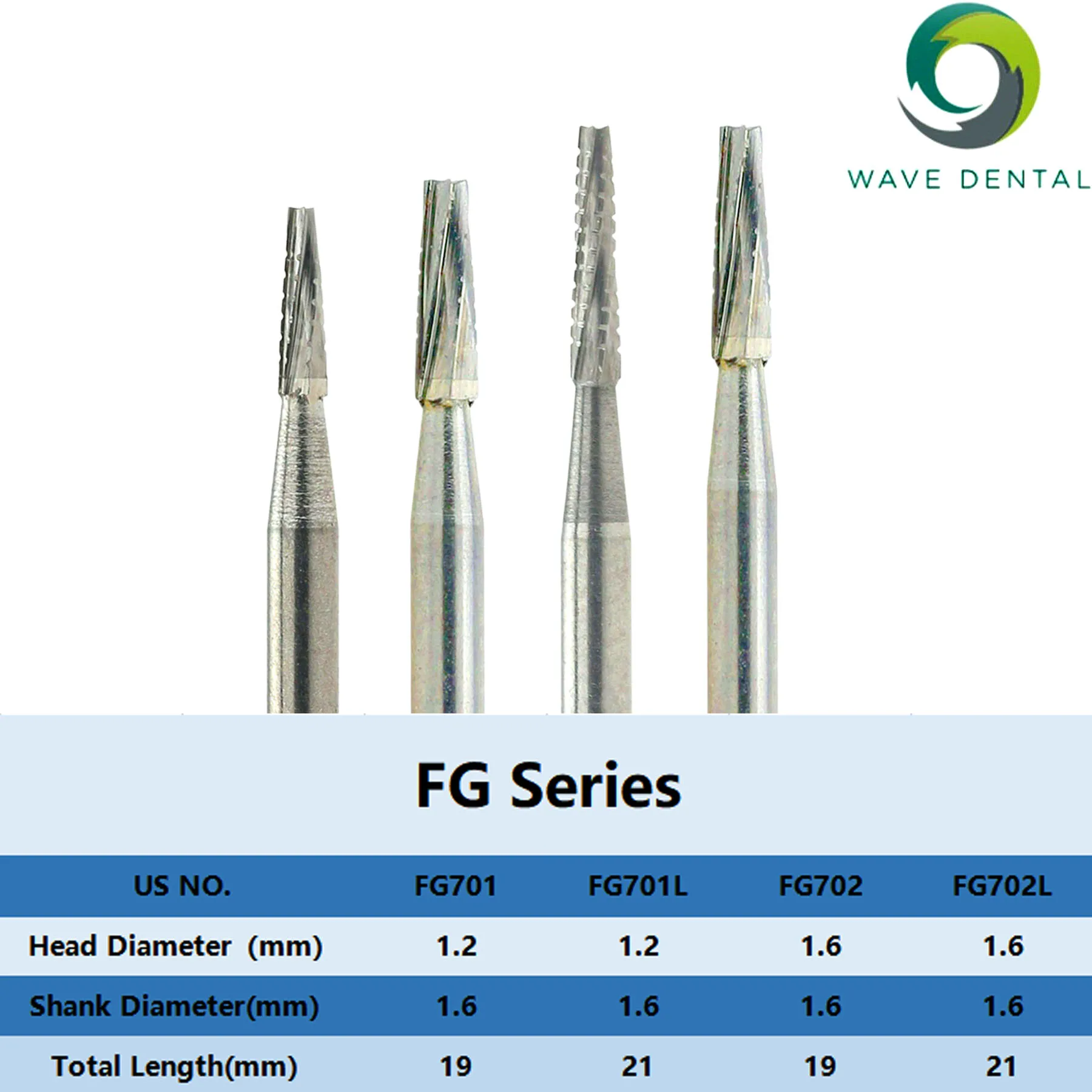 WAVE-Dental-Burs-Tungsten-Carbide-Burs-Tapered-Fissure-Head-FG-701-701L ...