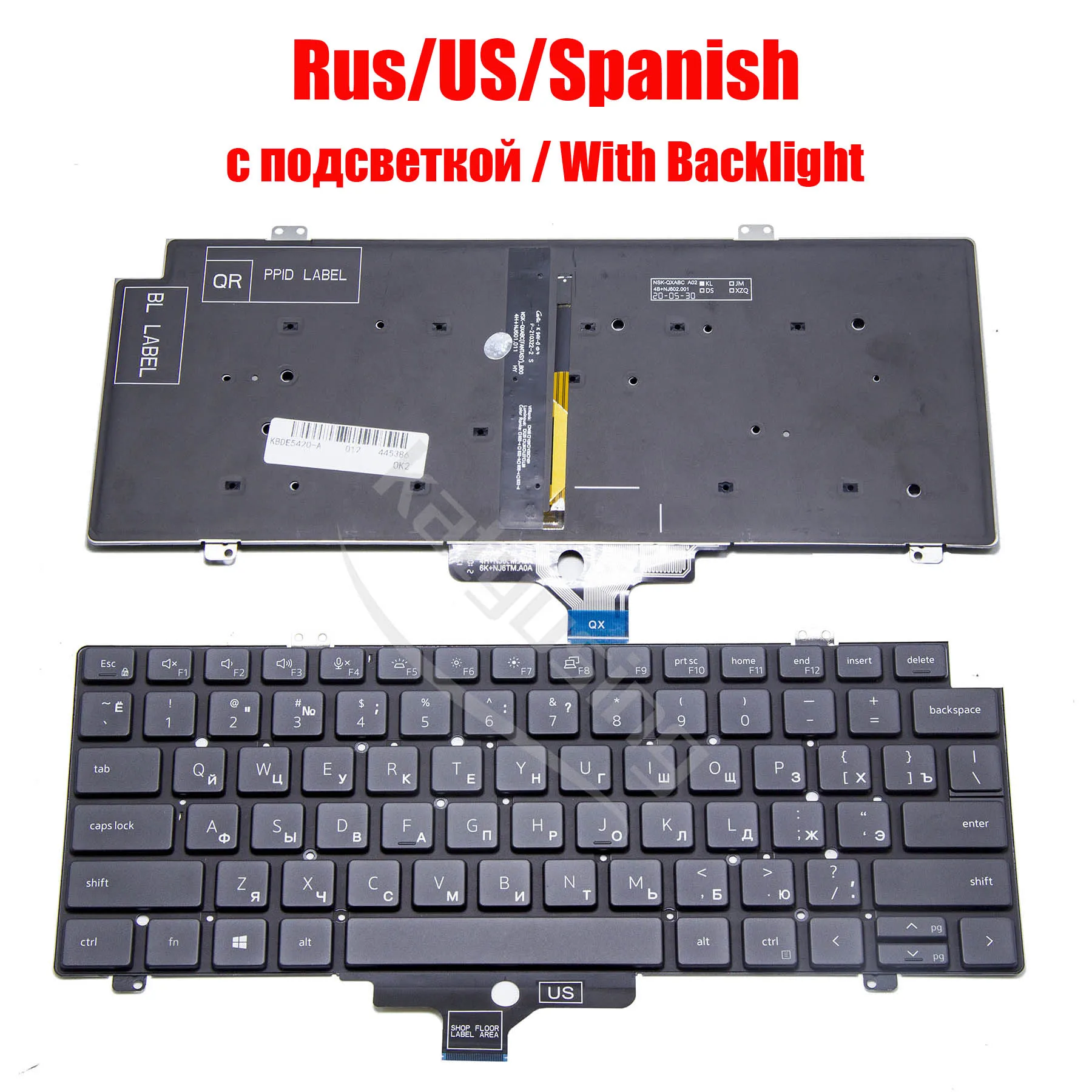 Original Russian US Latin Spanish Keyboard for Dell Latitude 7420 7430 ...