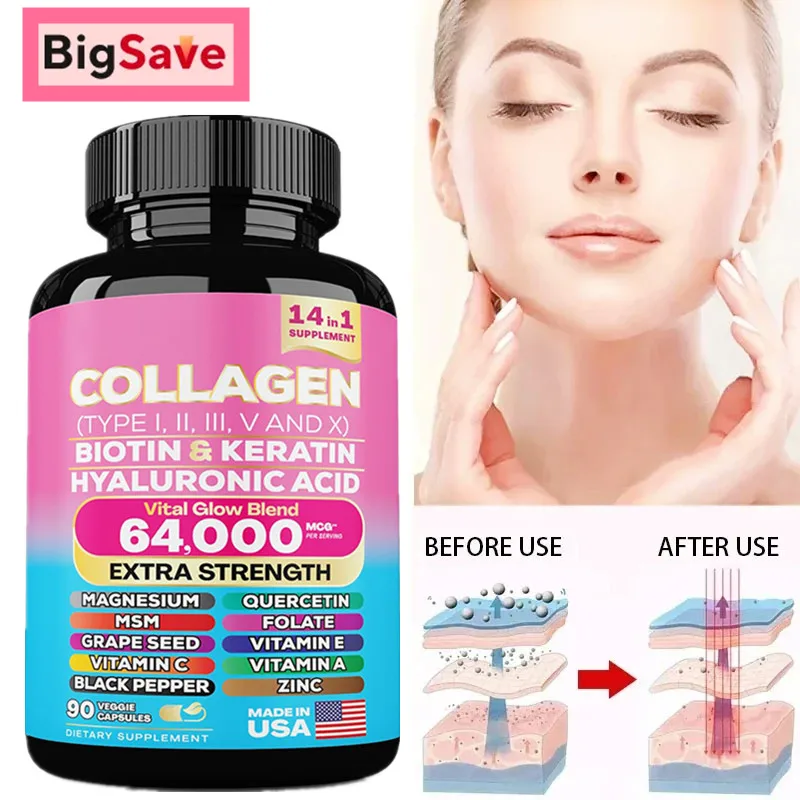 Hydrolyzed-Collagen-Capsules-Hyaluronic-Acid-Biotin-Vitamins-Supports-Healthy-Skin-Joints-Hair ...