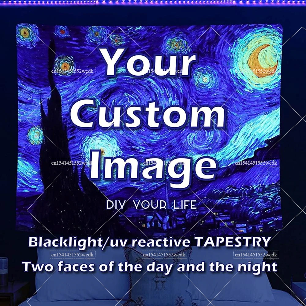 Custom-Black-Light-Tapestry-UV-Reactive-Wall-Hanging-Diy-Customize ...