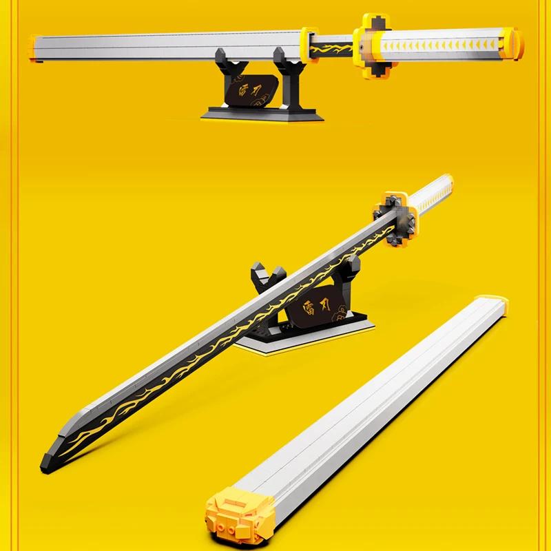 Dk1506 Demon Slayer Zenitsu Japanese Katana Building Blocks Model ...