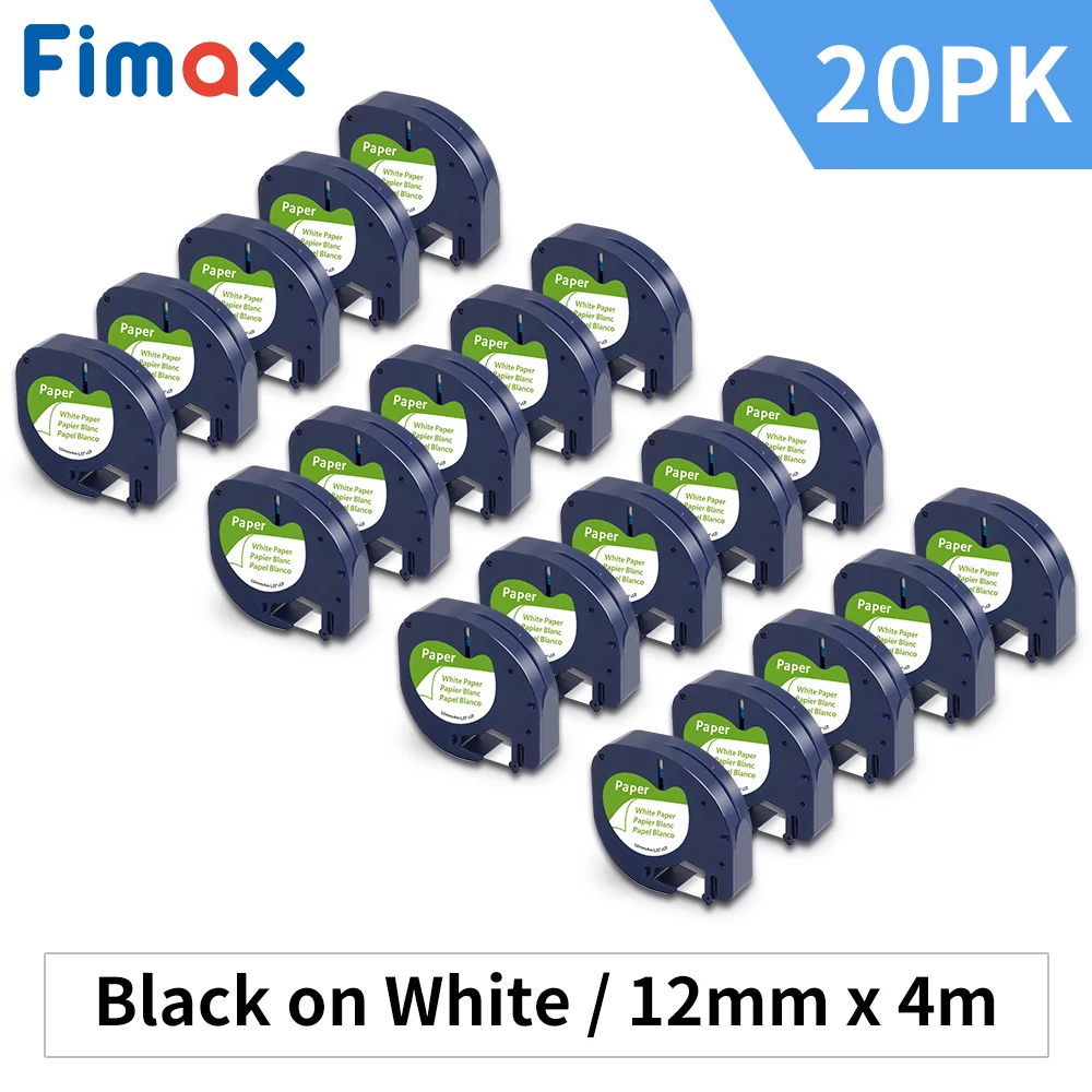 Fiamx 10/20p 91200 91201 Compatible For Dymo Letratag 12mm Label Tape ...