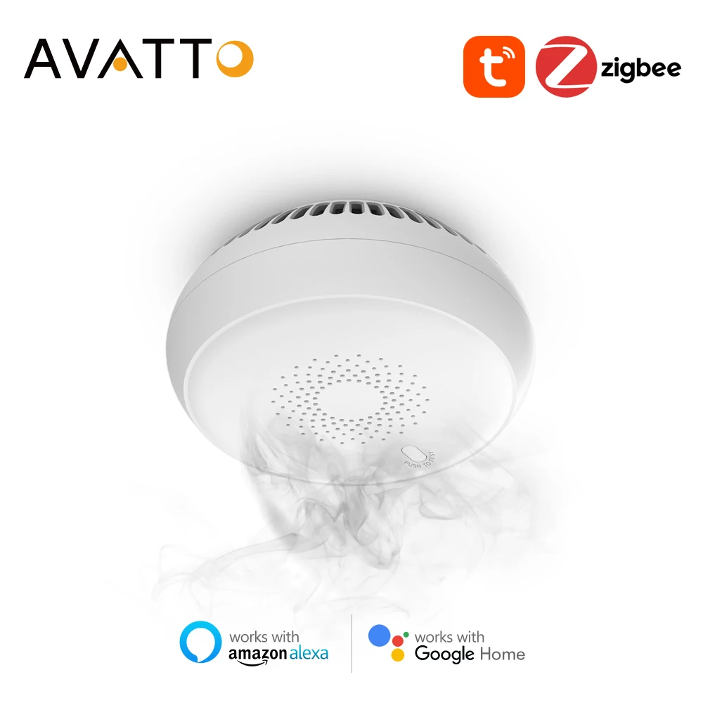 AVATTO Zigbee Smoke Detector,Tuya Smart Fire Alarm Sensor Home Security ...