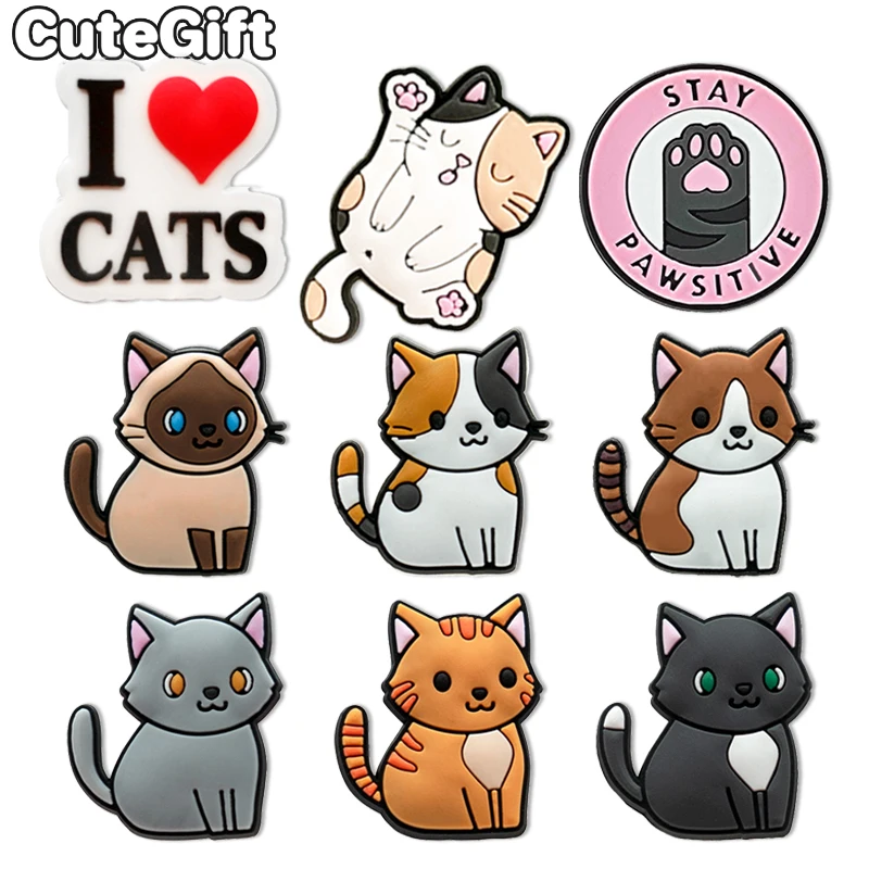 1PCS-Cute-Cats-Croc-Charms-Accessories-Sneakers-Garden-Shoe-Decorations ...