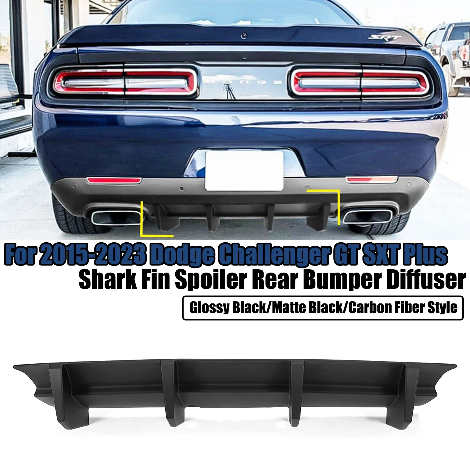 For-2015-2023-Dodge-Challenger-GT-SXT-Plus-Rear-Bumper-Diffuser-Lip ...