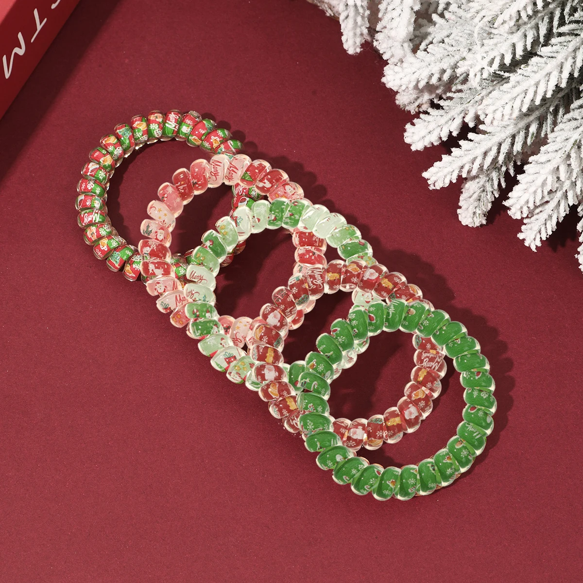 5pcs Christmas Telephone Wire Hair Bands Strong Elastic Hair Rings ...