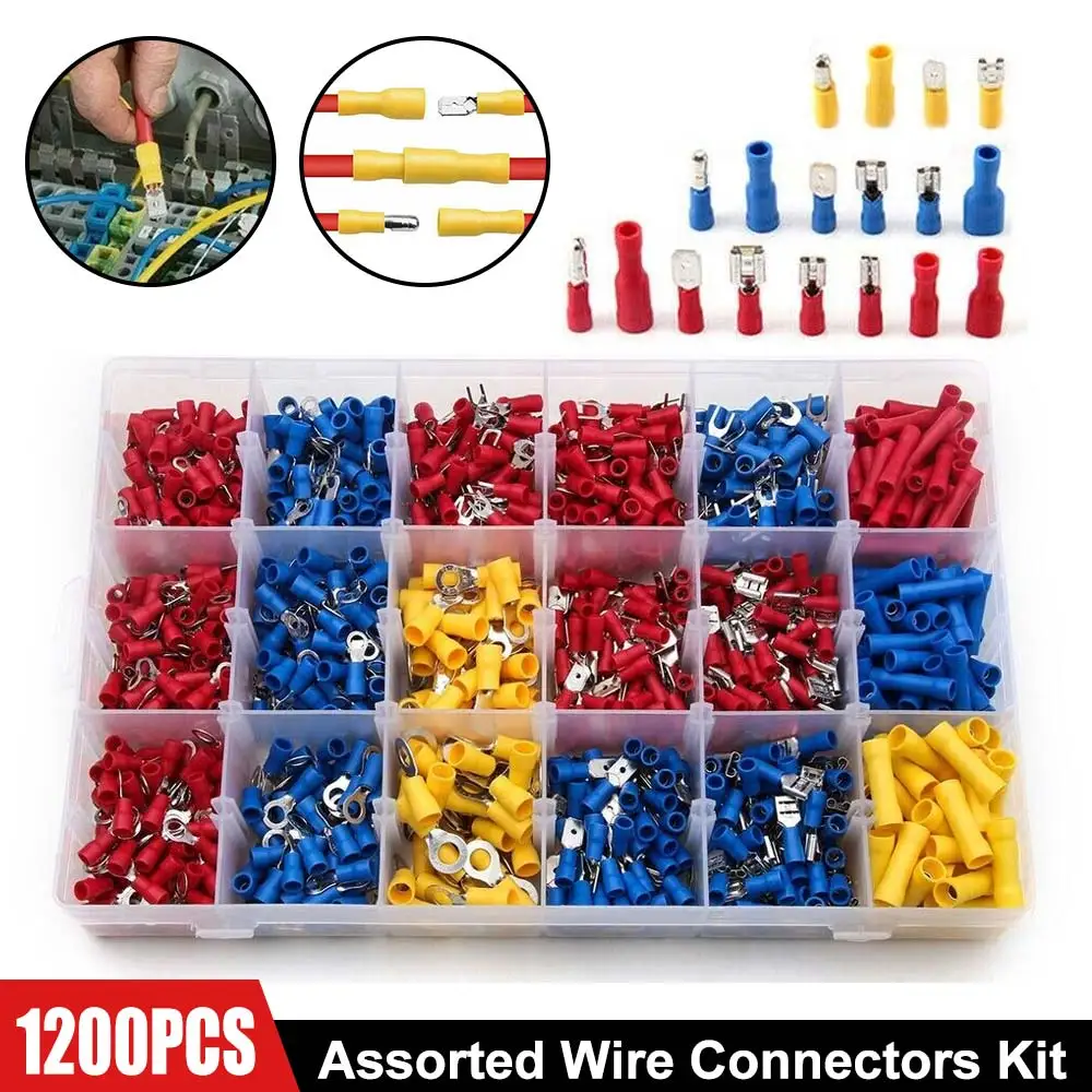 1200X-Cable-lugs-Assortment-Box-Auto-Automotive-Connector-Set-Flat-Plug ...