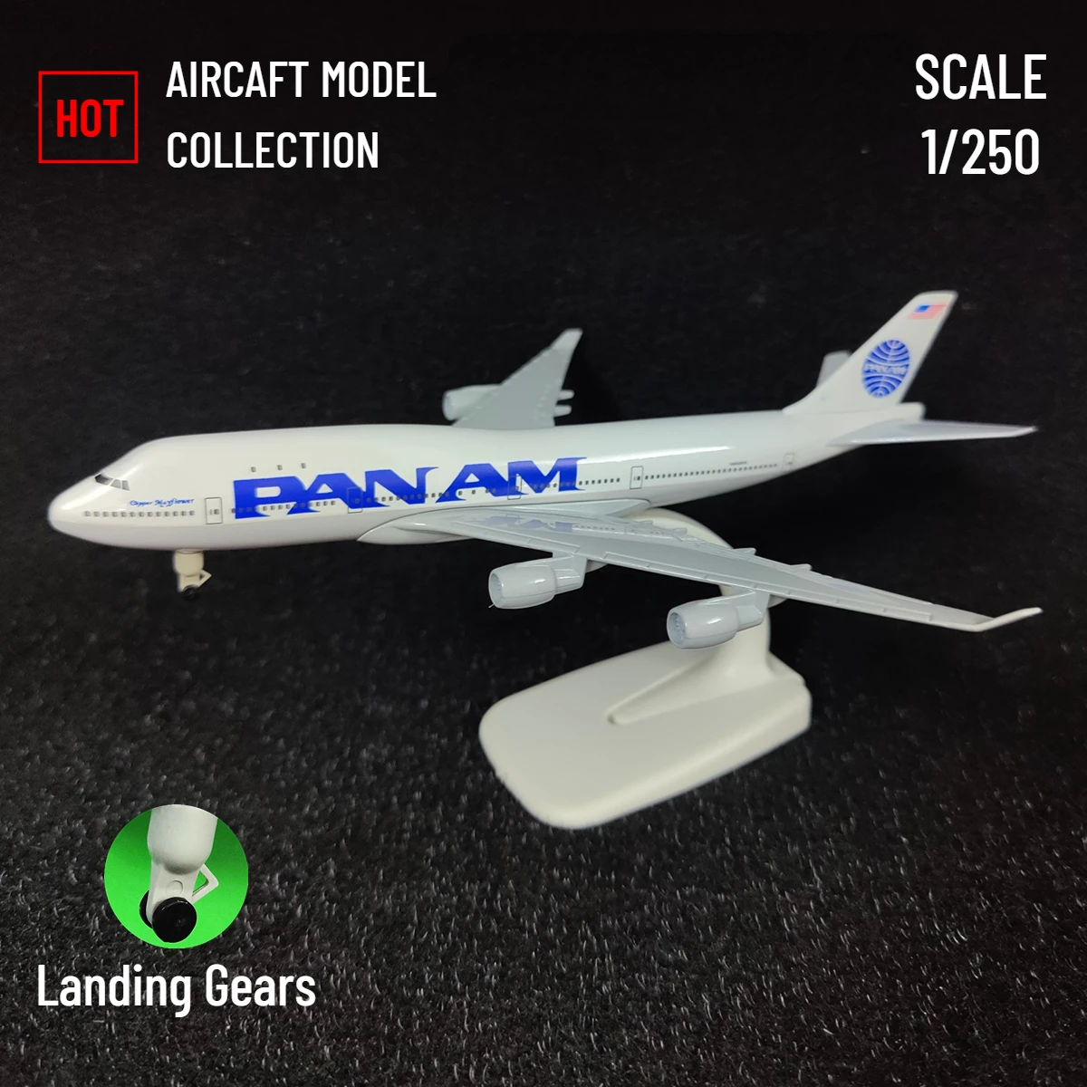 1-250-Metal-Aircraft-Model-Replica-Pan-AM-B747-Airplane-Scale-Miniature-Art-Decoration-Diecast ...