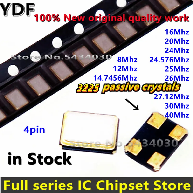 (5pcs) 3225 Smd Passive Quartz Crystal Oscillator 8mhz 12mhz 14.7456mhz ...