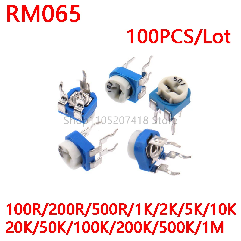 100pcs RM065 100 200 500 1K 2K 5K 10K 20K 50K 100K 200K 500K 1M Ohm 101 ...